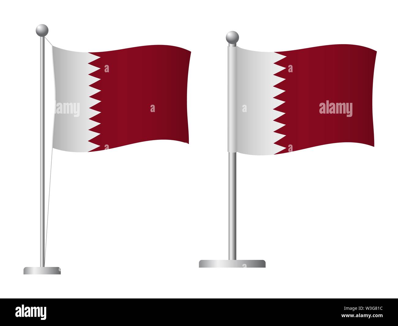 Qatar flag on pole. Metal flagpole. National flag of Qatar illustration ...