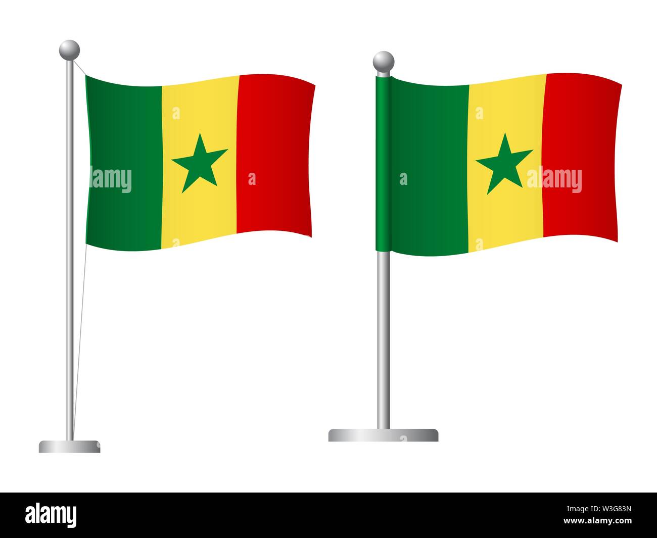 Senegal flag on pole. Metal flagpole. National flag of Senegal illustration Stock Photo - Alamy