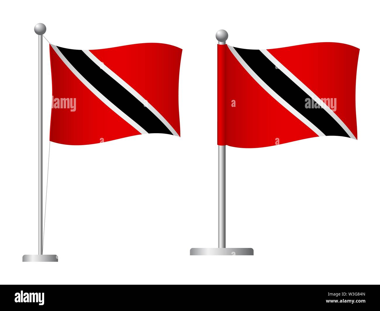 Trinidad and Tobago flag on pole. Metal flagpole. National flag of ...