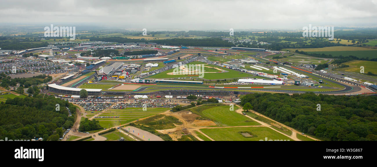 An aerial view of Silverstone Circuit on F1 race day 2019 from a ...