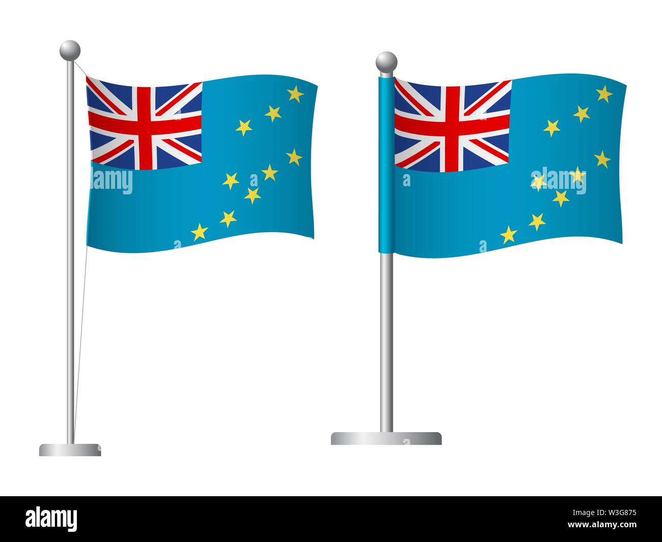 Tuvalu flag on pole. Metal flagpole. National flag of Tuvalu ... Tuvalu flag on pole. Metal flagpole. National flag of Tuvalu ...