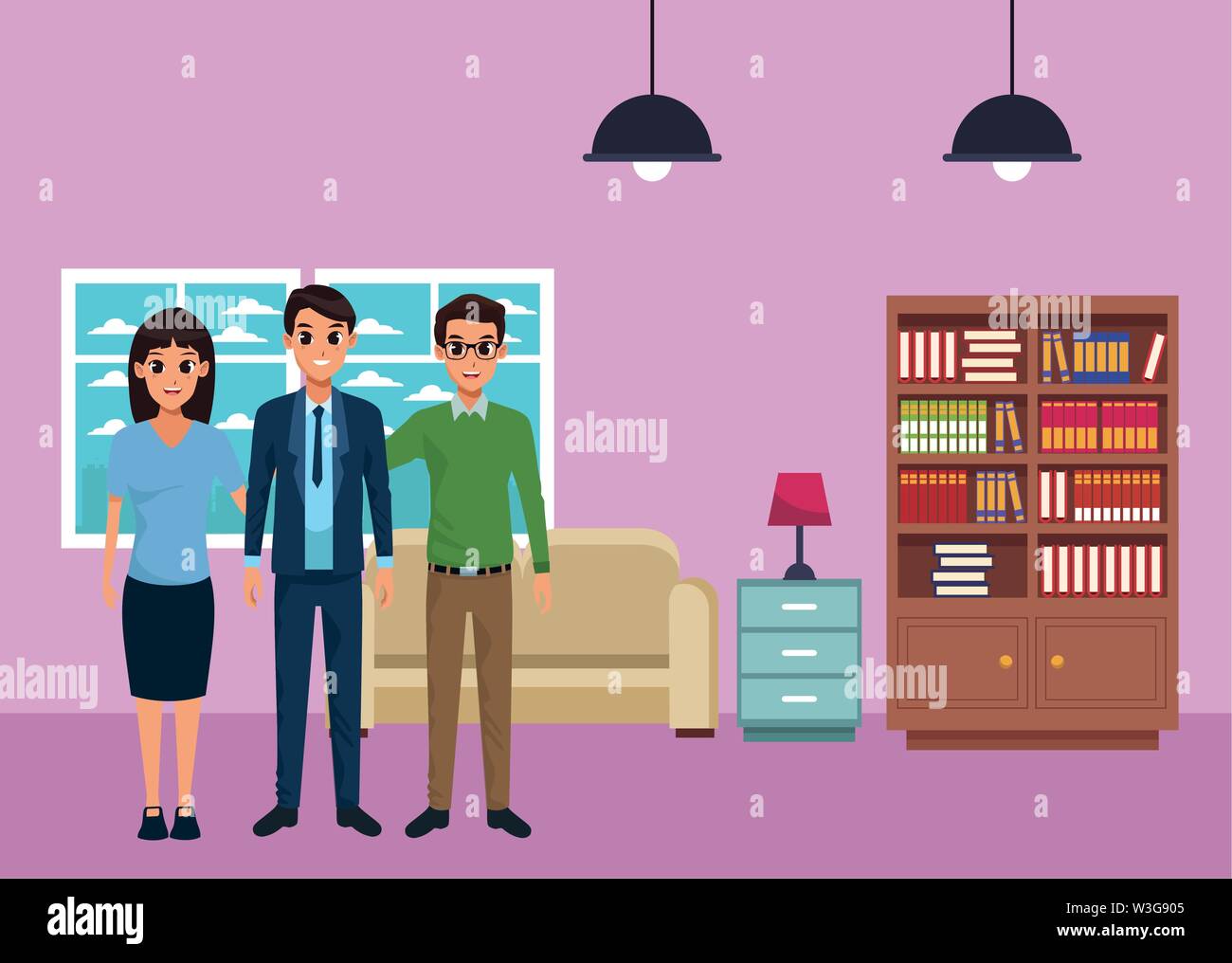 Image young smiling friends Stock Vector Images - Alamy