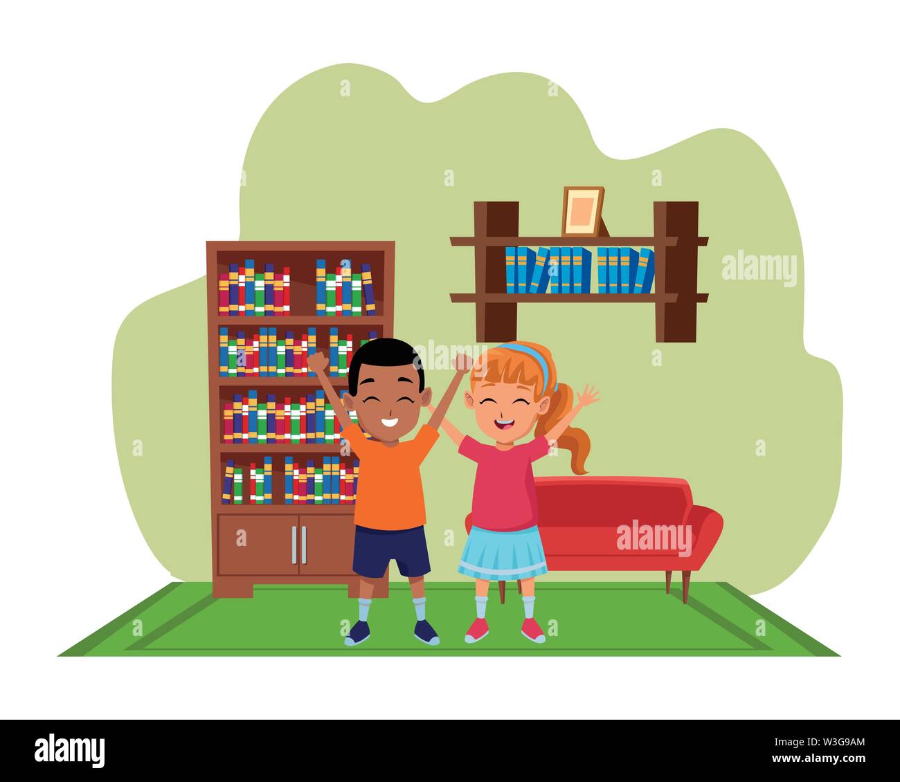 Kids friends playing and smiling cartoon Stock Vector Image & Art - Alamy