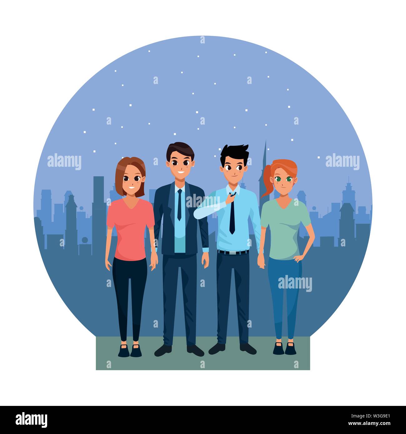 Two young couples smiling cartoons Stock Vector Image & Art - Alamy