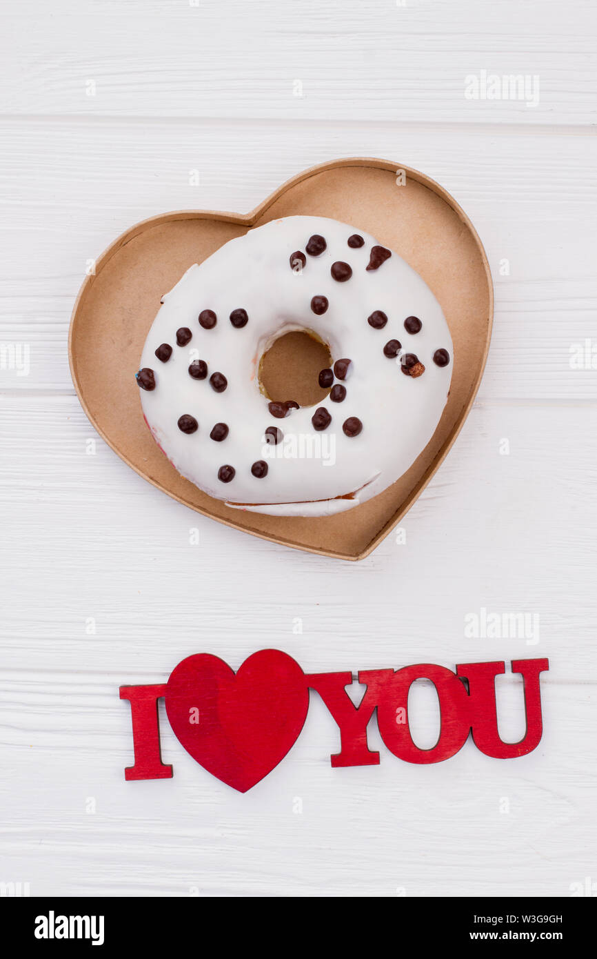 Valentines Day composition with donut Stock Photo - Alamy