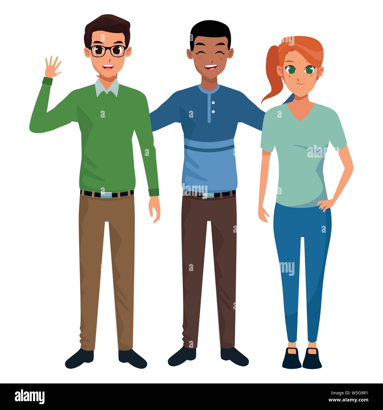 Image young smiling friends Stock Vector Images - Alamy