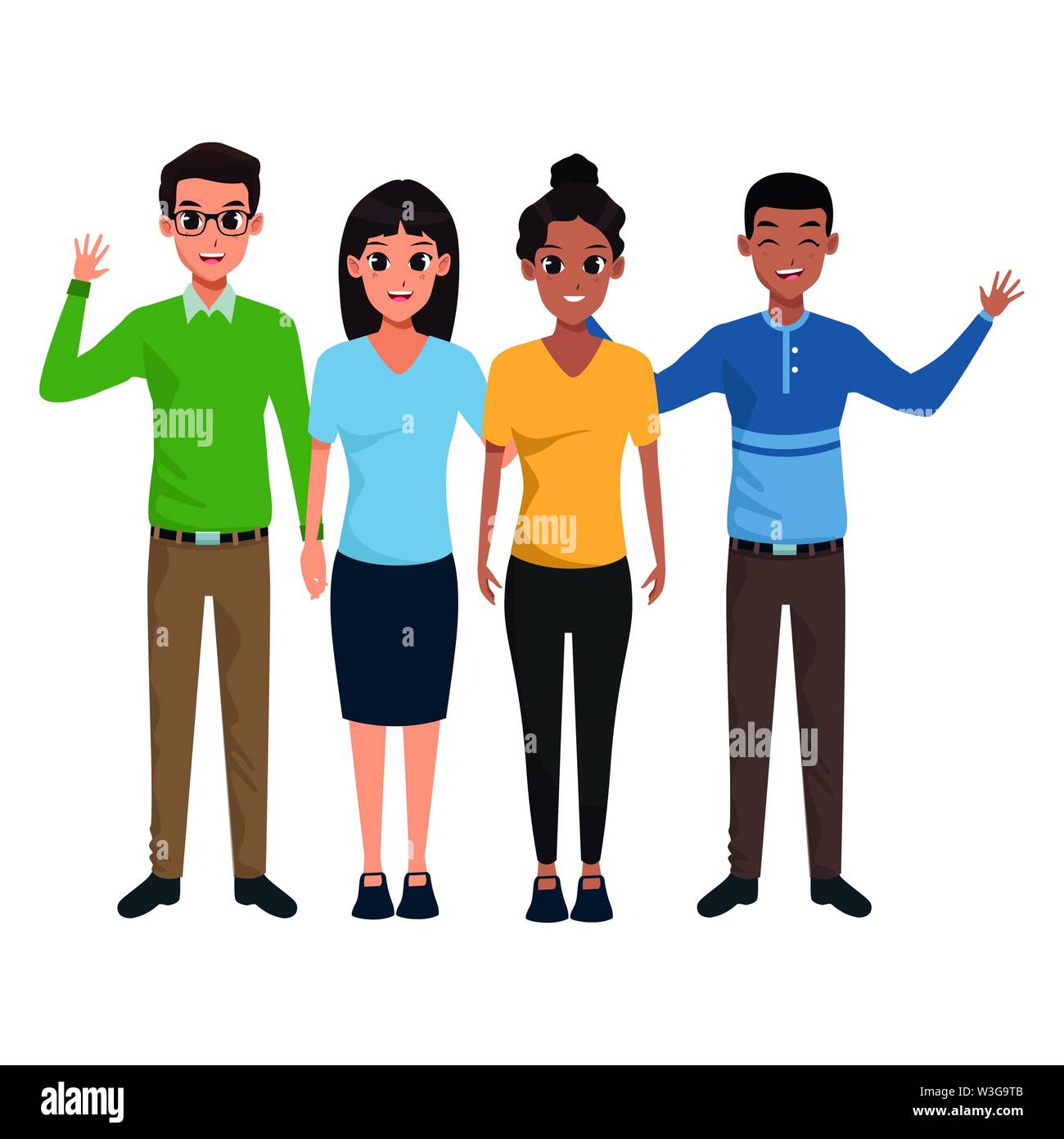 Two young couples smiling cartoons Stock Vector Image & Art - Alamy