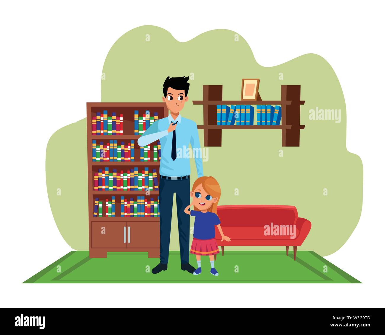Family Single father with little kid cartoon Stock Vector Image & Art ...