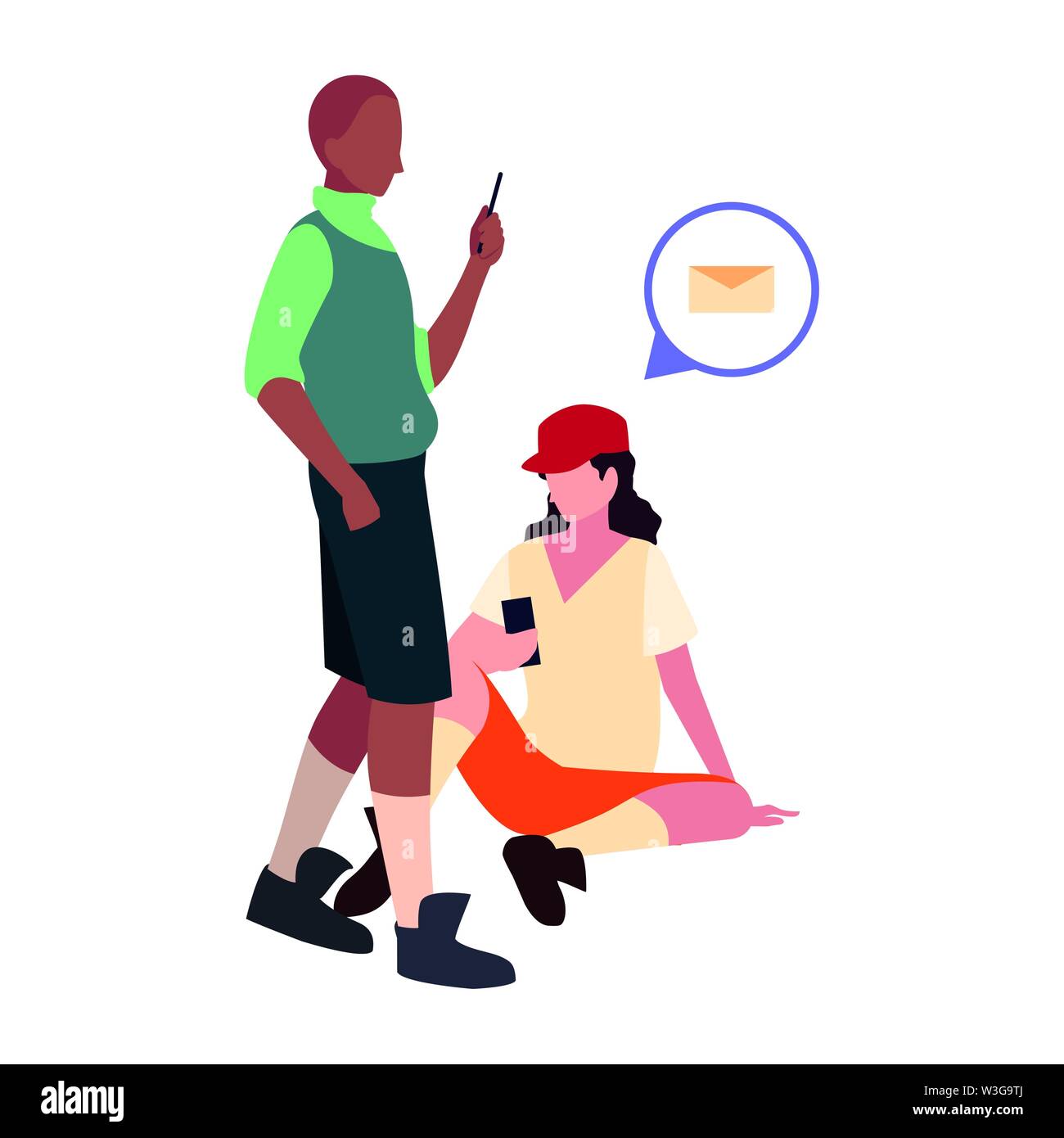 two men using smartphone social media vector illustration Stock Vector ...