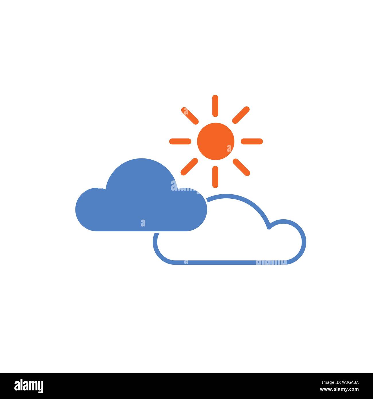 Sun and cloud weather icon isolated on white background. Vector Stock ...
