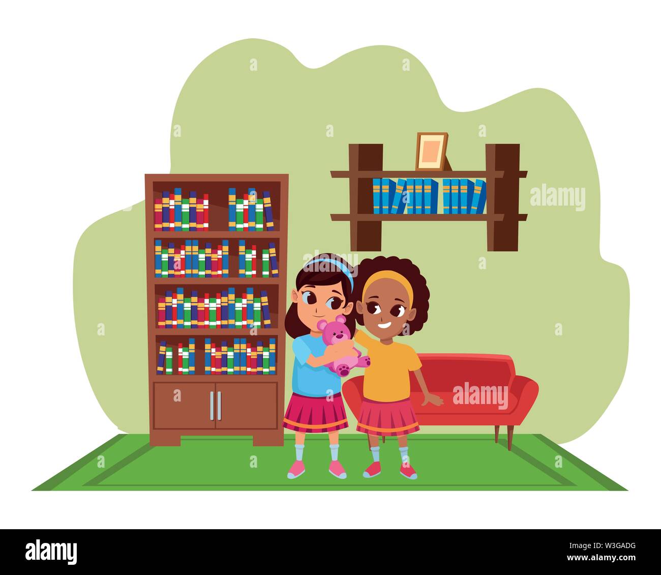 Kids friends playing and smiling cartoon Stock Vector Image & Art - Alamy