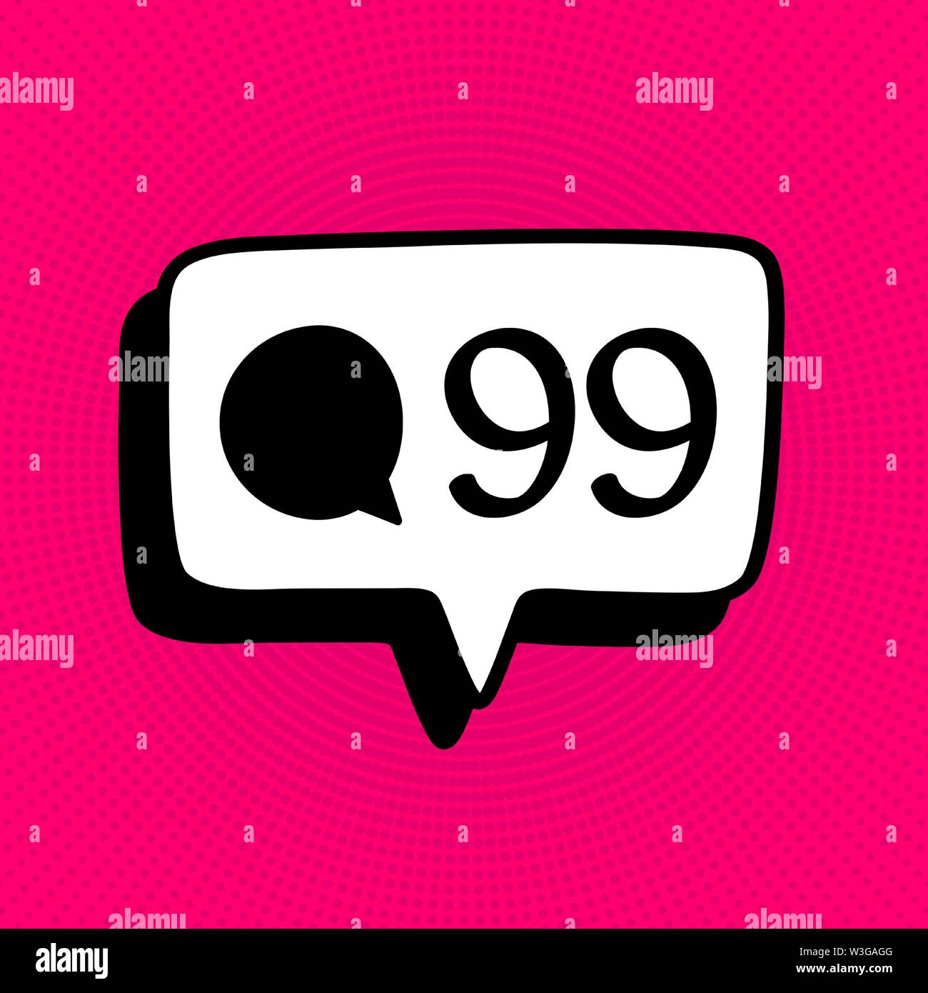 Social media comment notification sign icon in comic style. Like ...