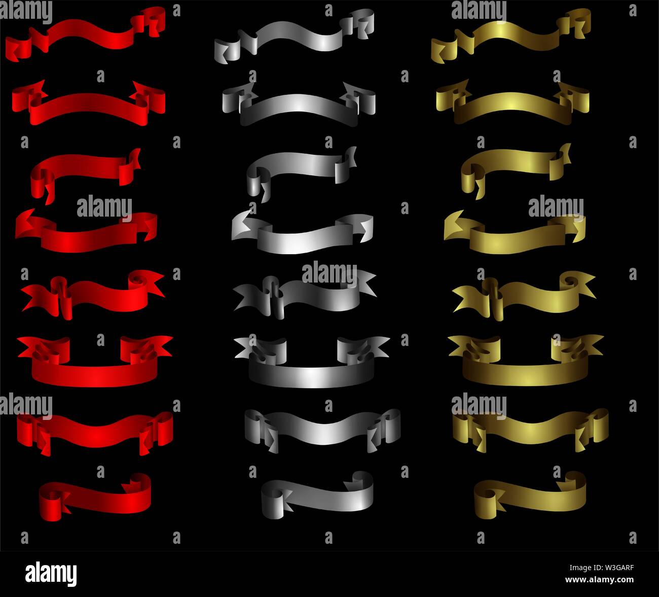 set red, gold and silver ribbons, tac, labels, banners vector Stock ...