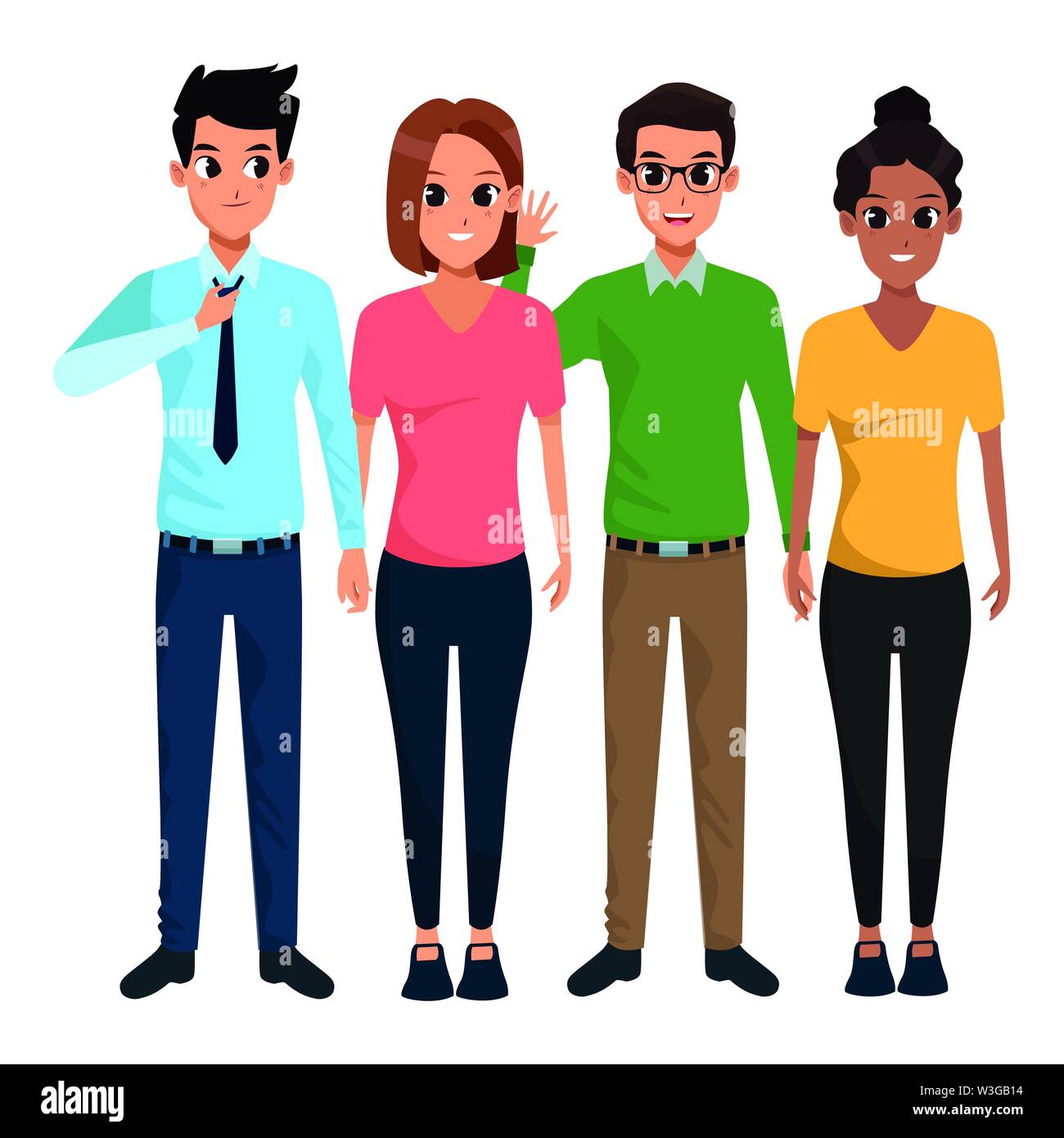 Two young couples smiling cartoons Stock Vector Image & Art - Alamy