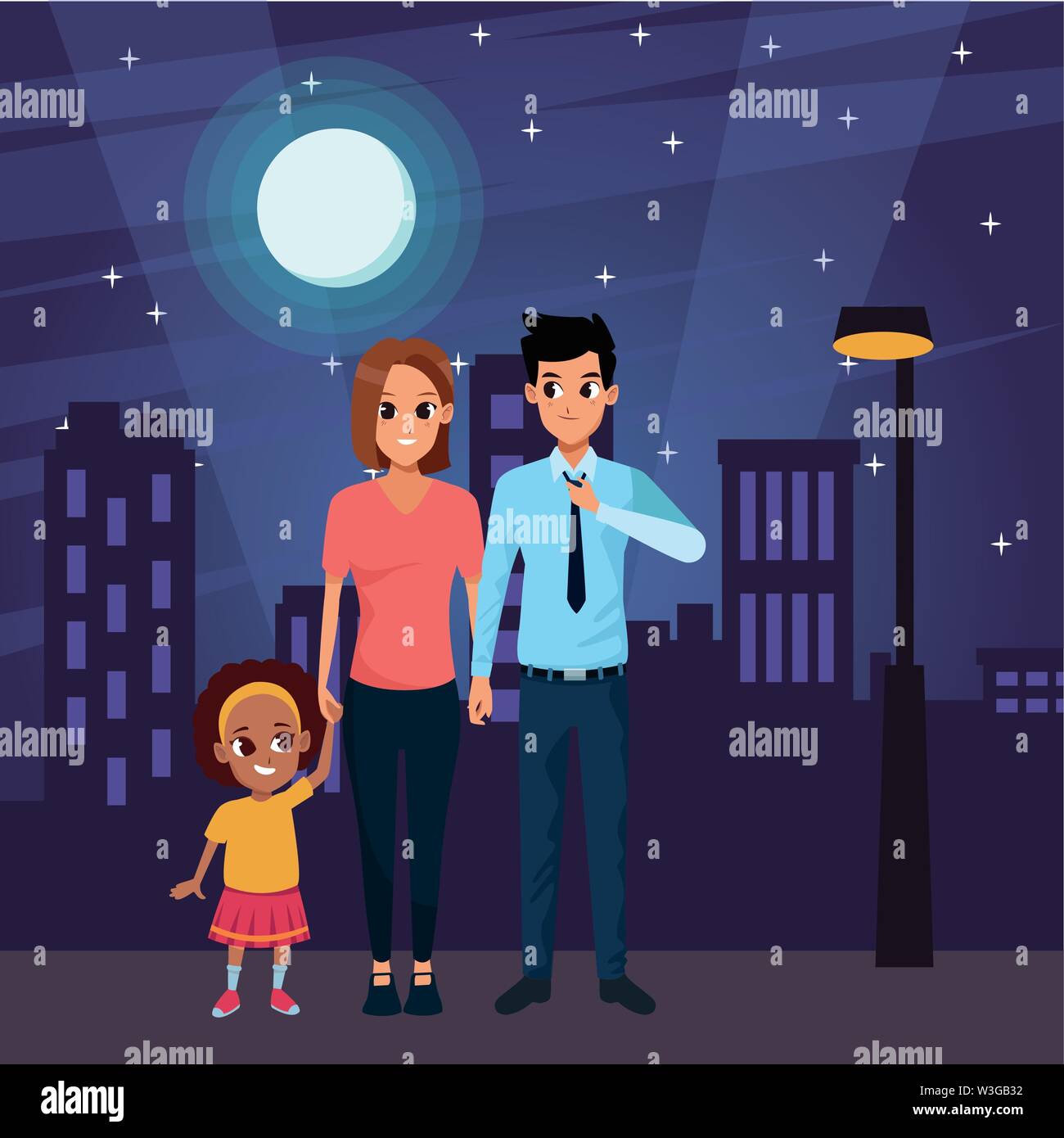 Family young parents with little kid Stock Vector Image & Art - Alamy