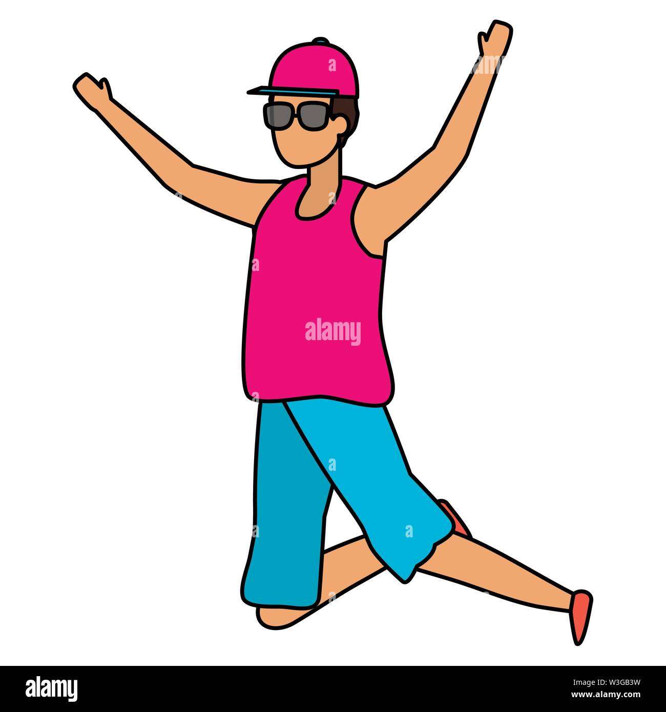 happy man celebrating arms up Stock Vector Image & Art - Alamy