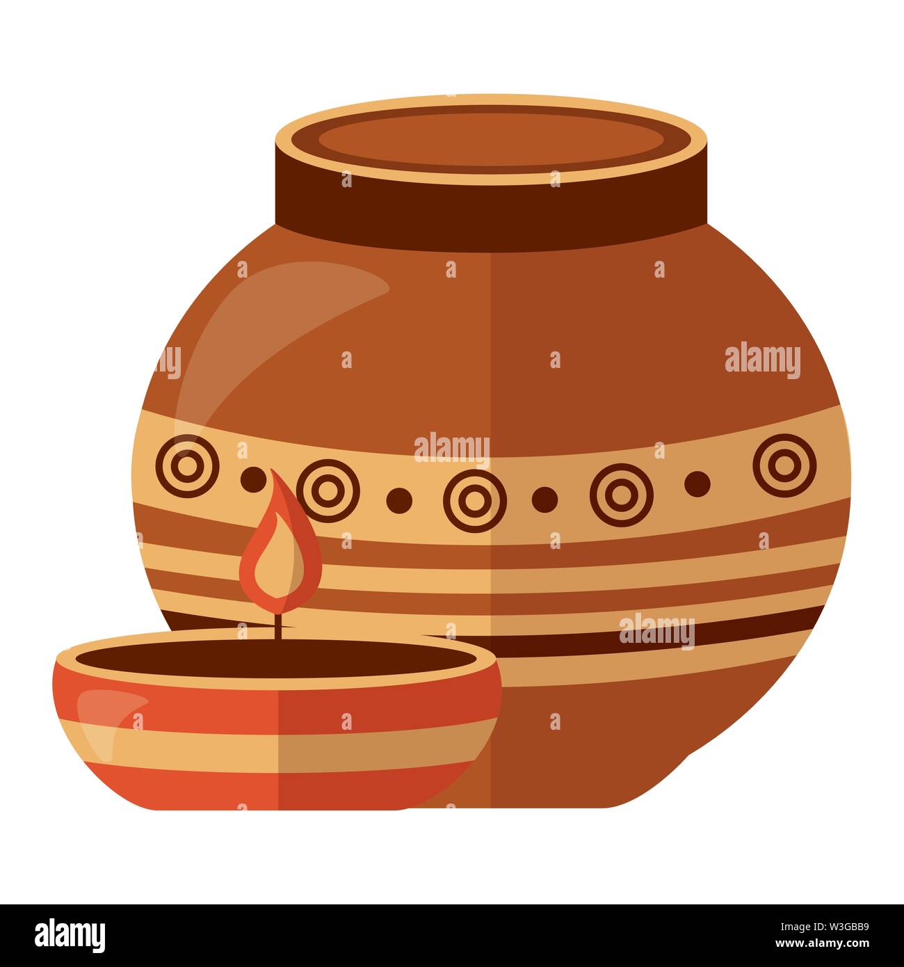 indian ceramic pot with candle flame Stock Vector Image & Art - Alamy