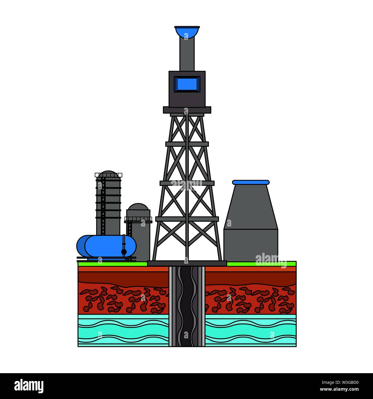 oil refinery gas factory cartoon Stock Vector Image & Art - Alamy