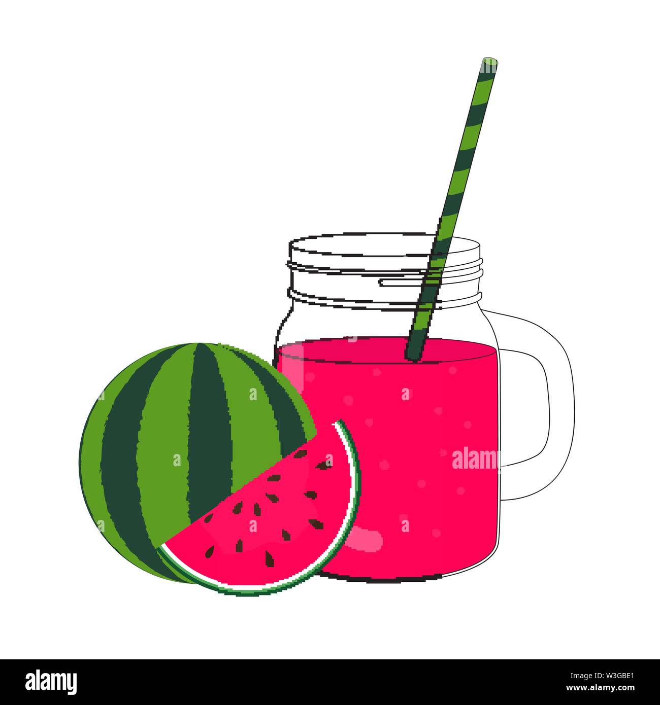 Watermelon Smoothie Jar. Vector Illustration Stock Vector Image & Art ...