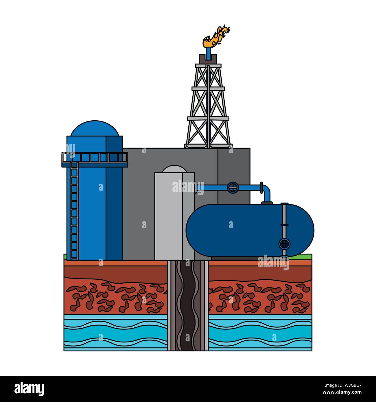 oil refinery gas factory cartoon Stock Vector Image & Art - Alamy