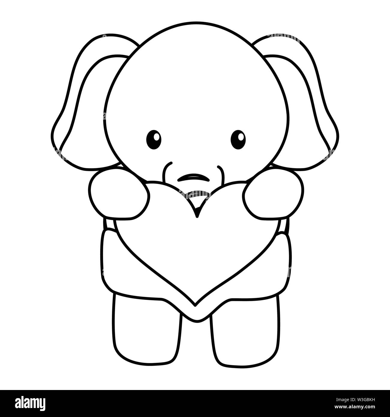 cute little elephant baby with heart love character Stock Vector Image ...