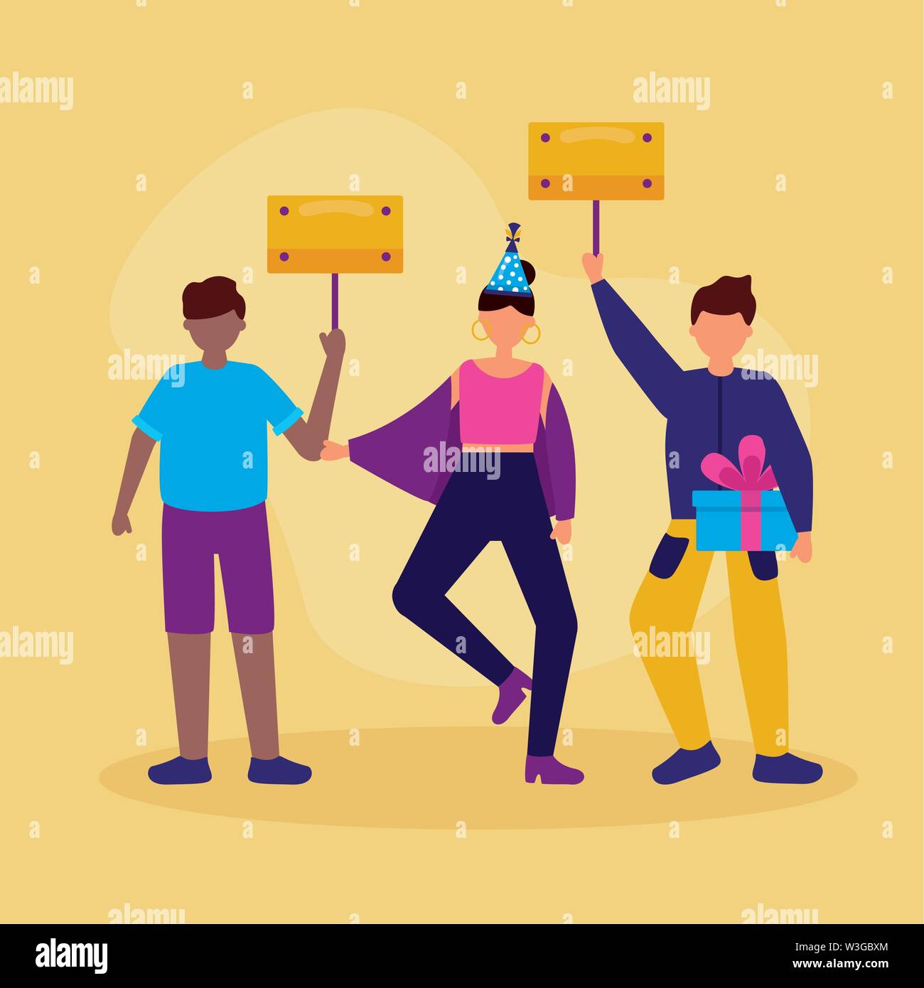 happy birthday people flat design Stock Vector Image & Art - Alamy