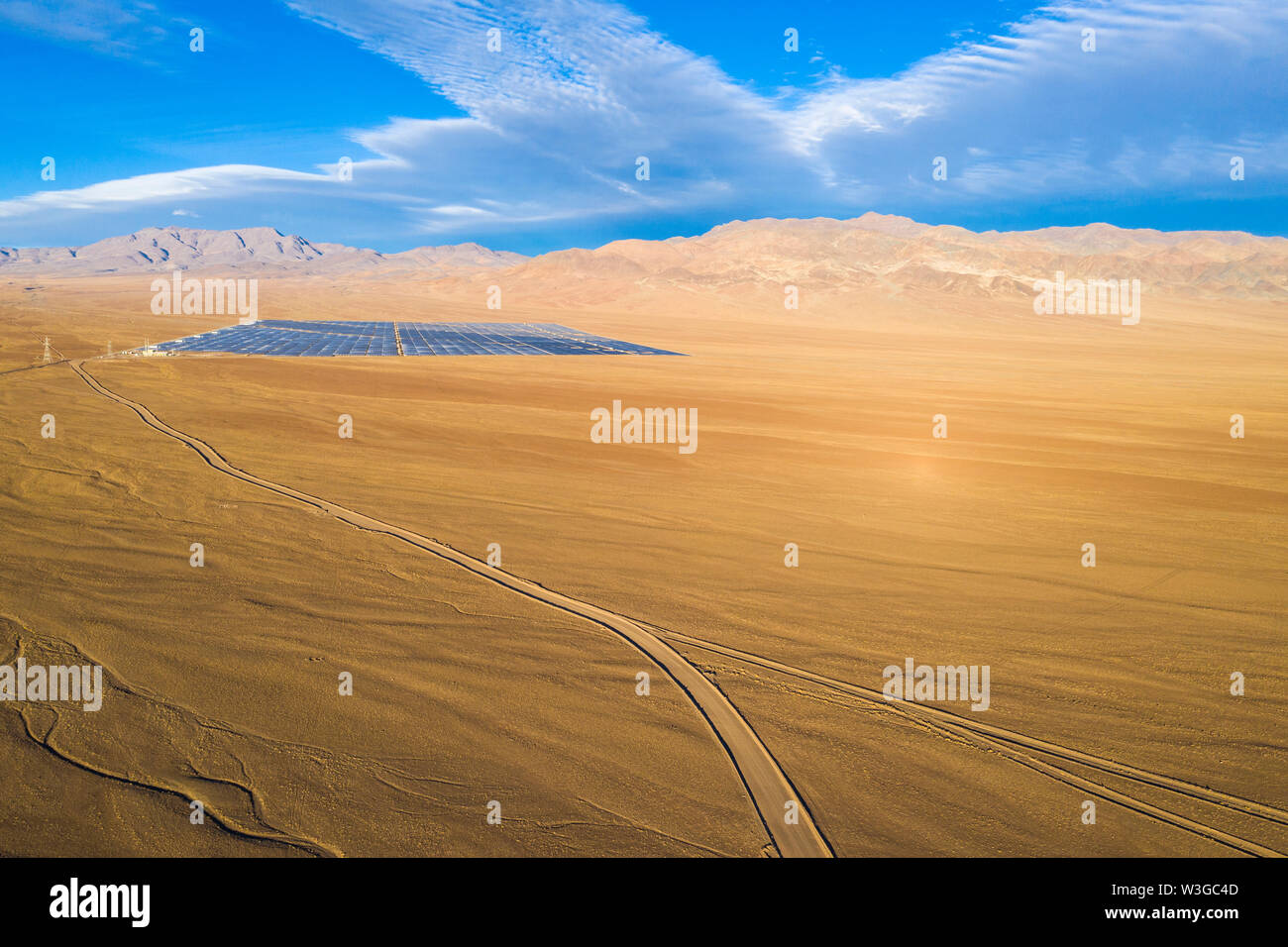 Aerial view of Solar Energy Photovoltaic Power Plant over Atacama ...