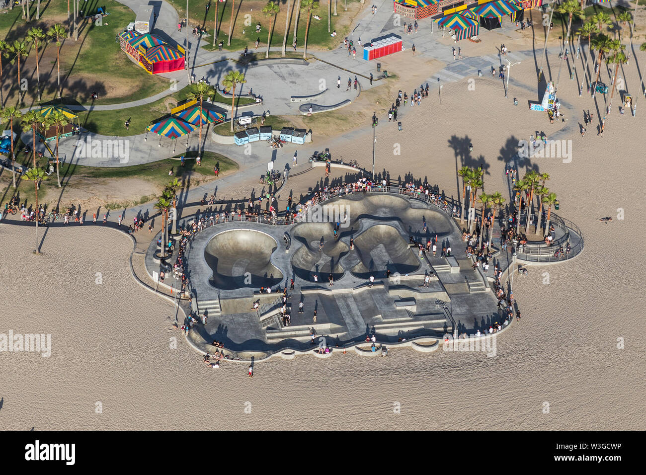 Los Angeles, California, USA - August 6, 2016: Aerial view of crowds at ...