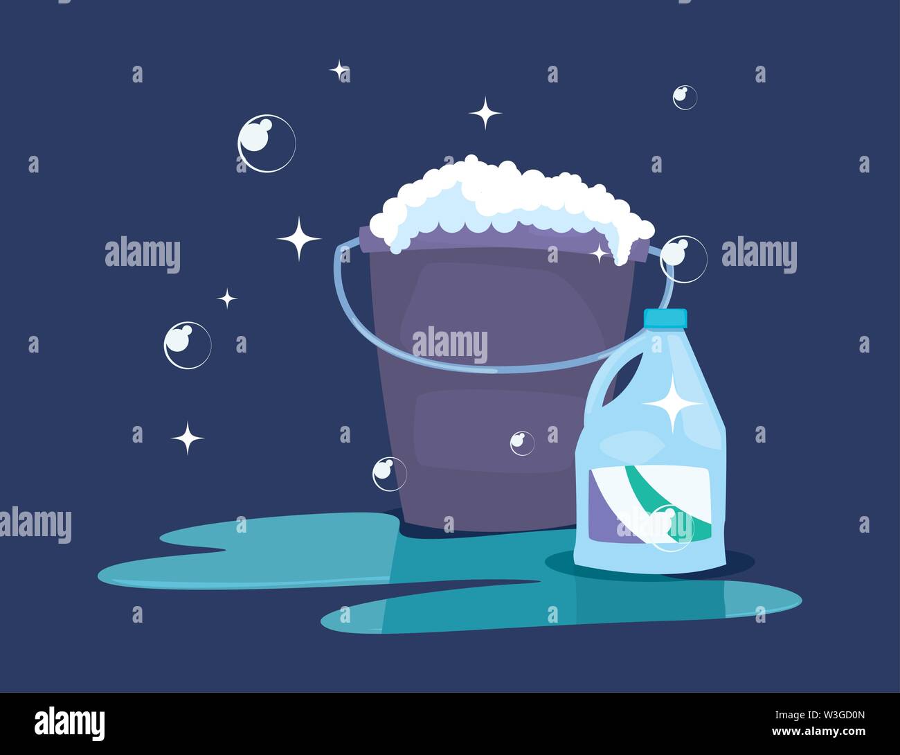 bucket bleach bubbles cleaning products and supplies vector ...