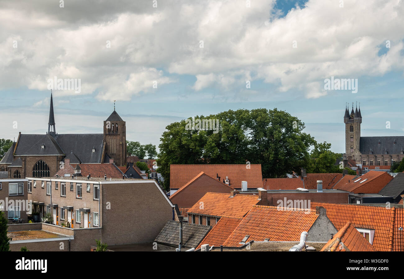 Sluis, the Netherlands - June 16, 2019: View over red roofs at two ...