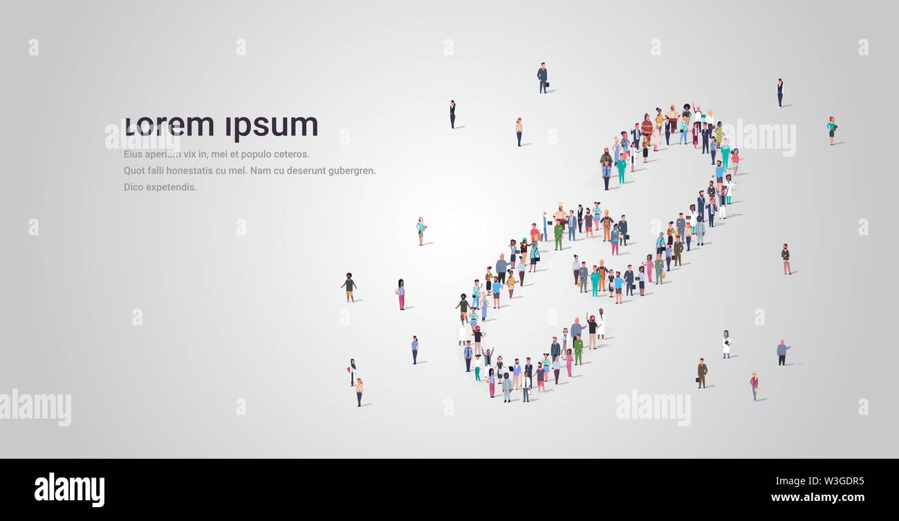 people crowd gathering in link icon shape social media community ...