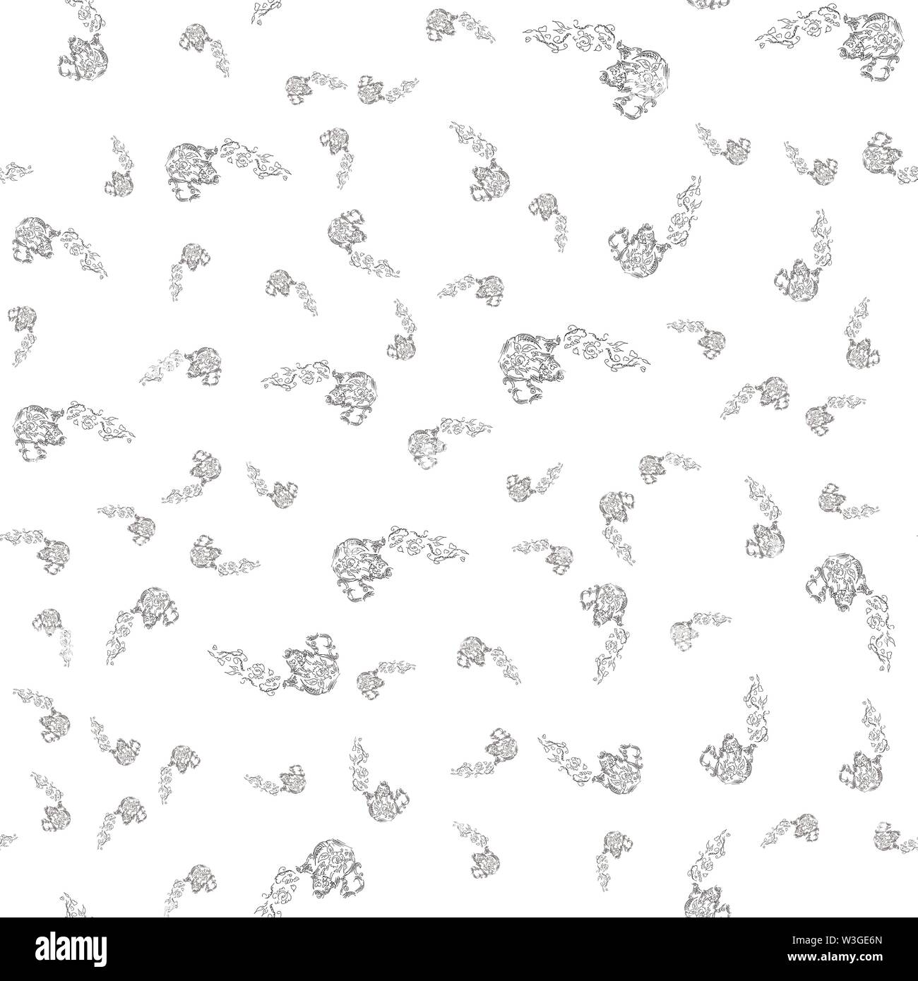 Seamless retro hand drawn teapots, great design for any purposes ...