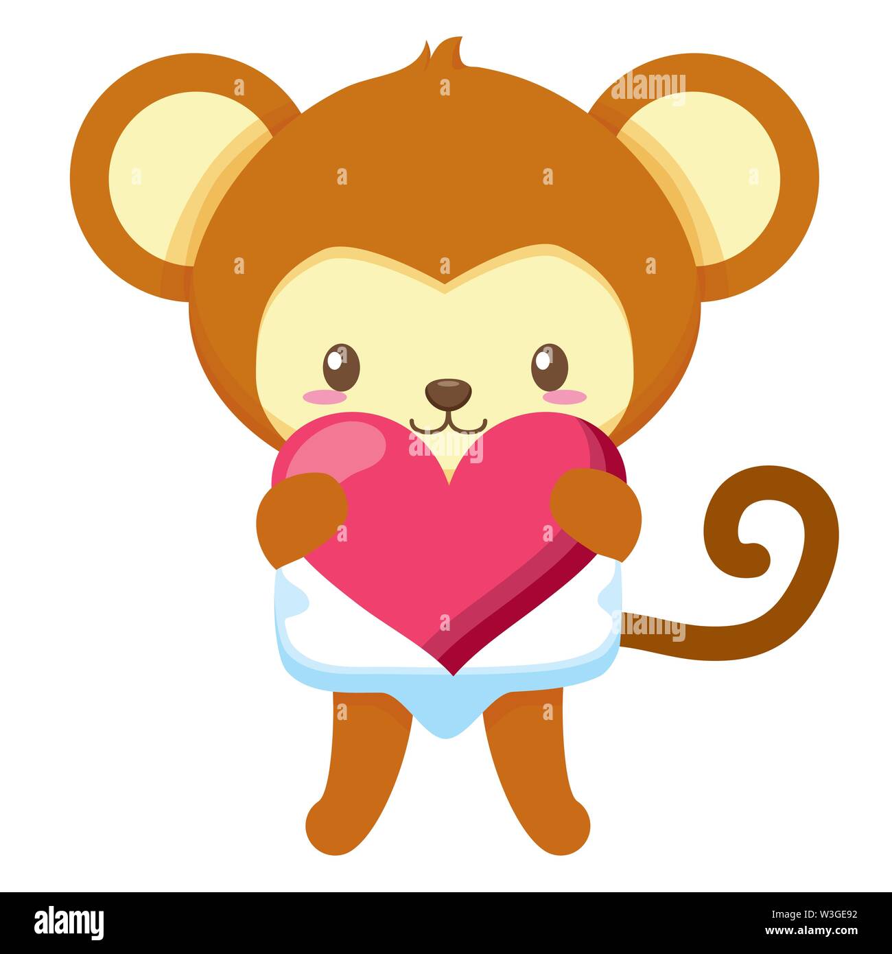 cute little monkey with heart baby character Stock Vector Image & Art ...