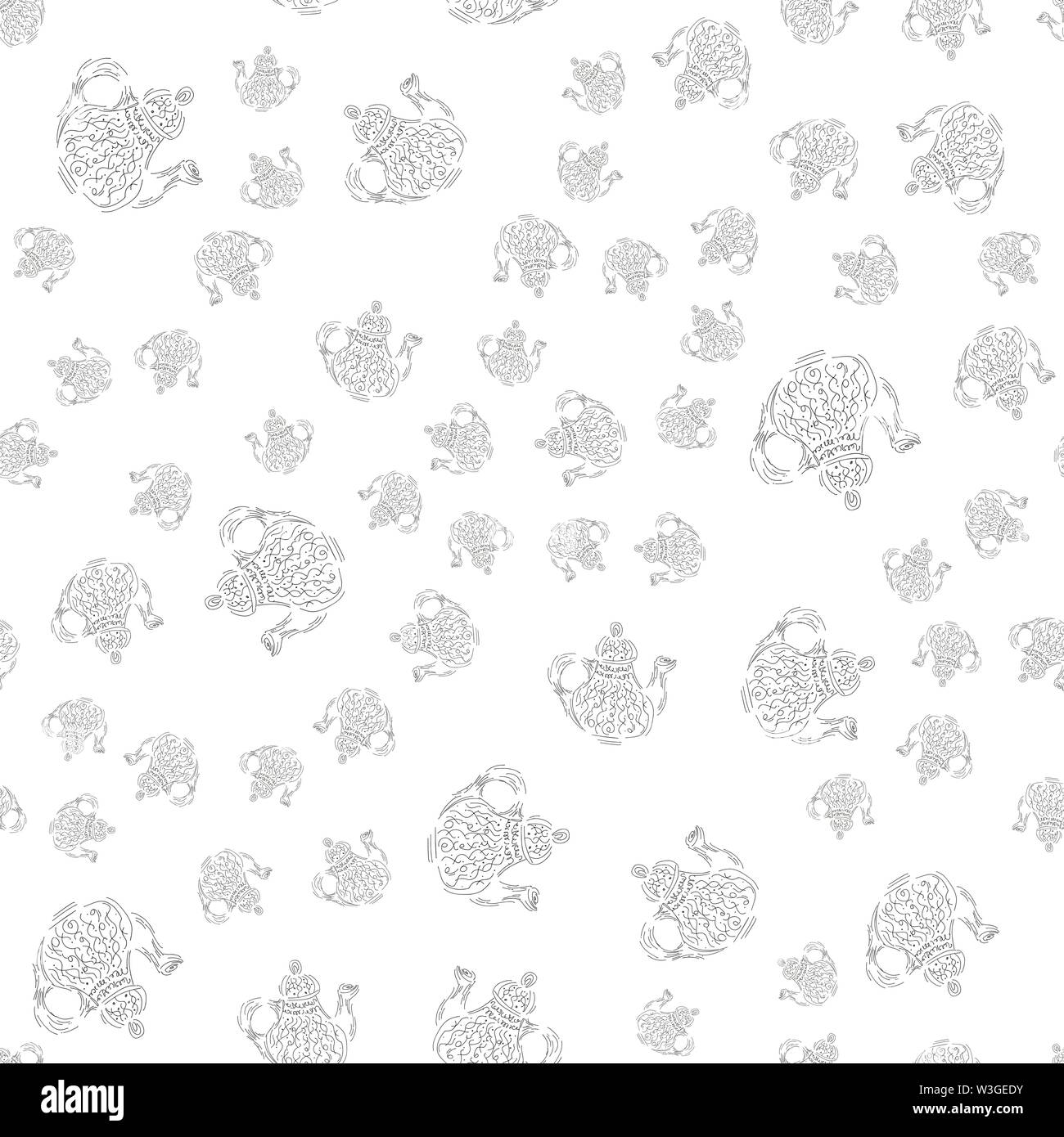 Seamless retro hand drawn teapots, great design for any purposes ...