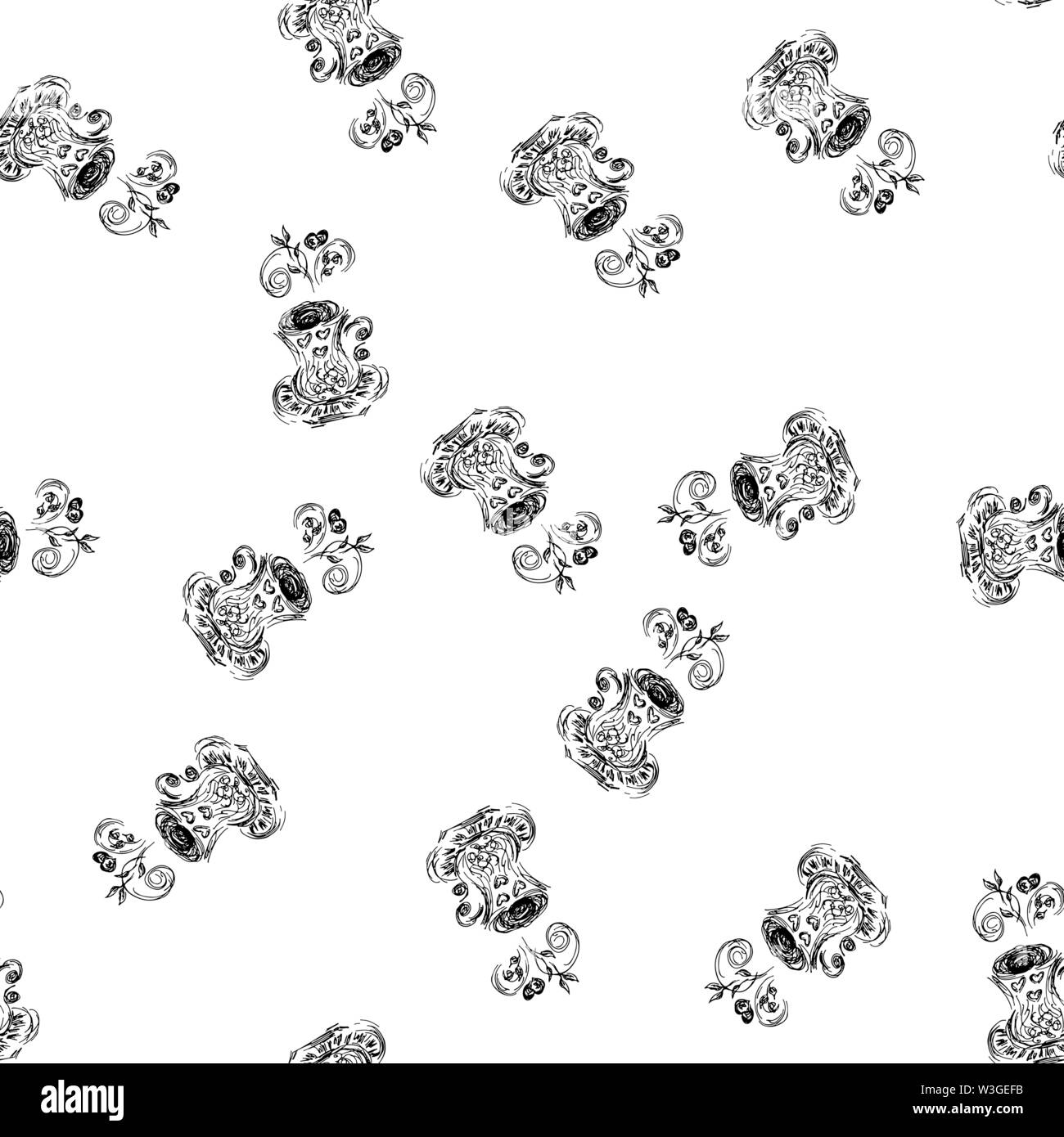 Seamless pattern of teacup hand drawn, great design for any purposes ...