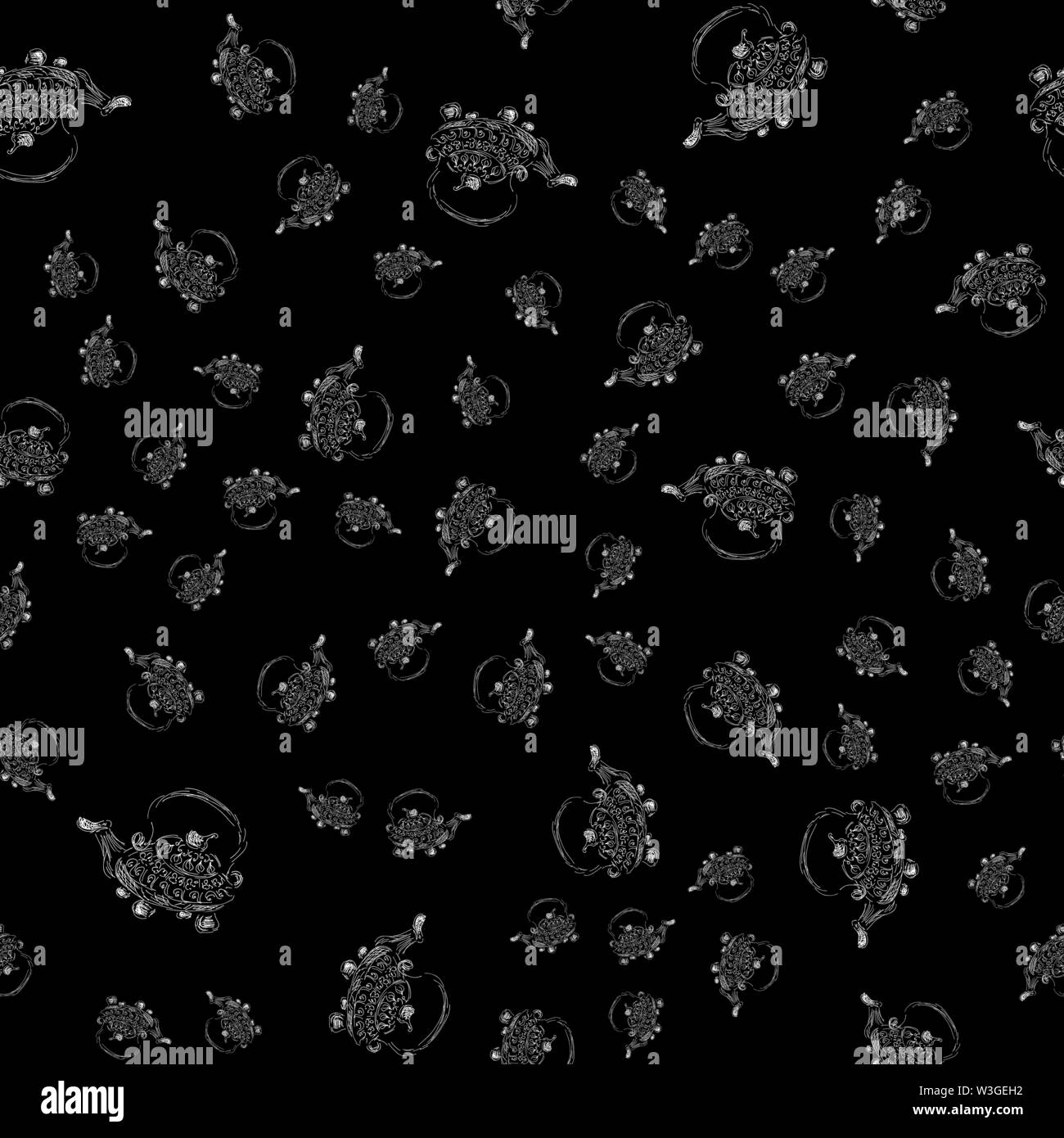Seamless retro hand drawn teapots, great design for any purposes ...