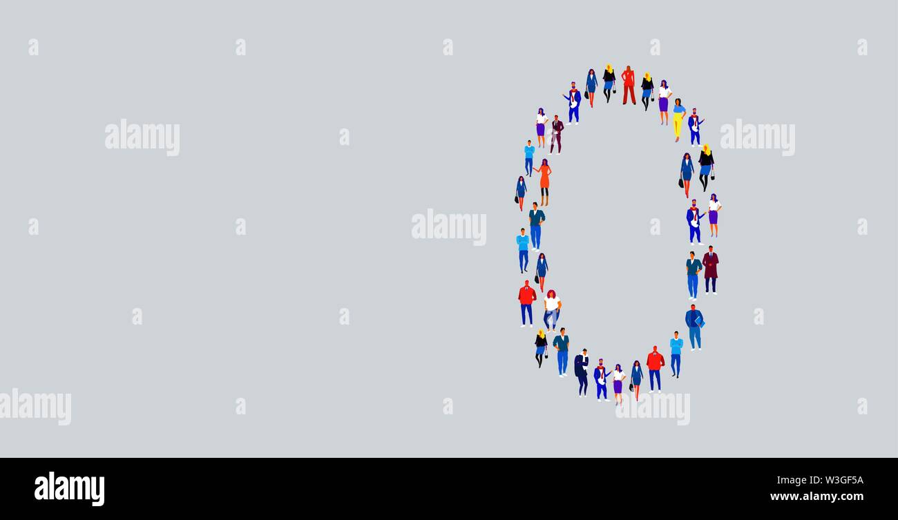 business people crowd gathering in number zero 0 shape businesspeople ...