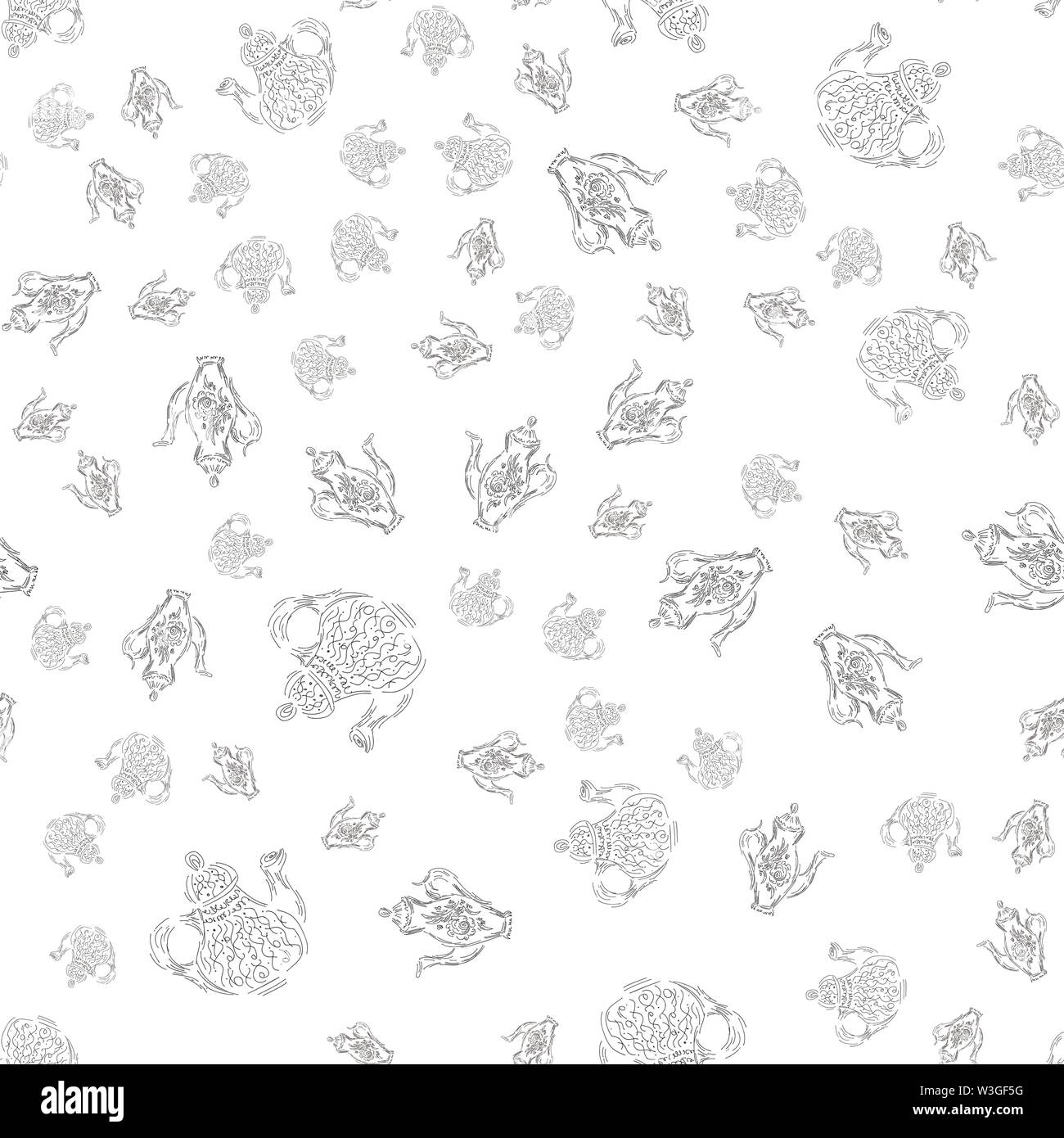 Seamless retro hand drawn teapots, great design for any purposes ...