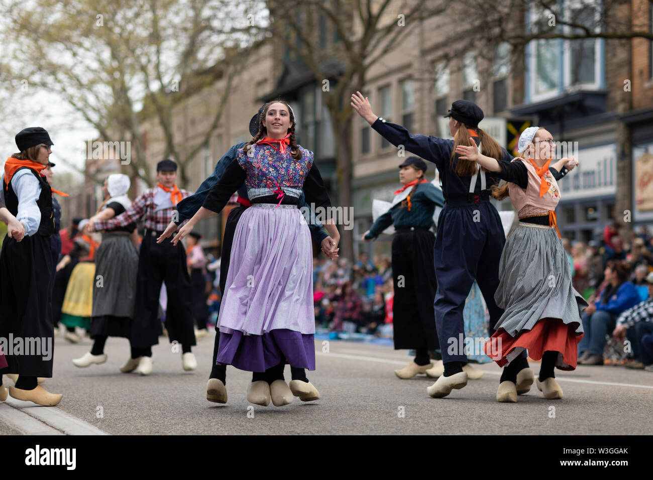 Holland, Michigan, USA - May 11, 2019: Tulip Time Festival, Young women ...