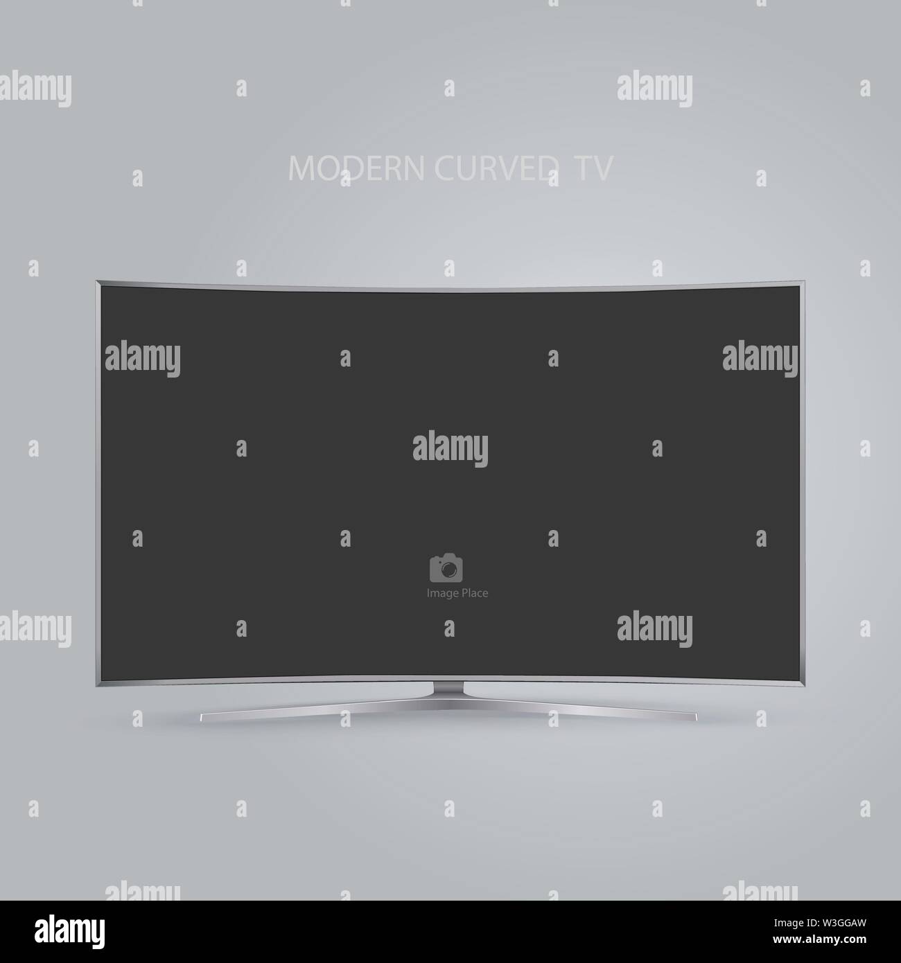 Curved smart LED HD TV series isolated on gray background, vector ...