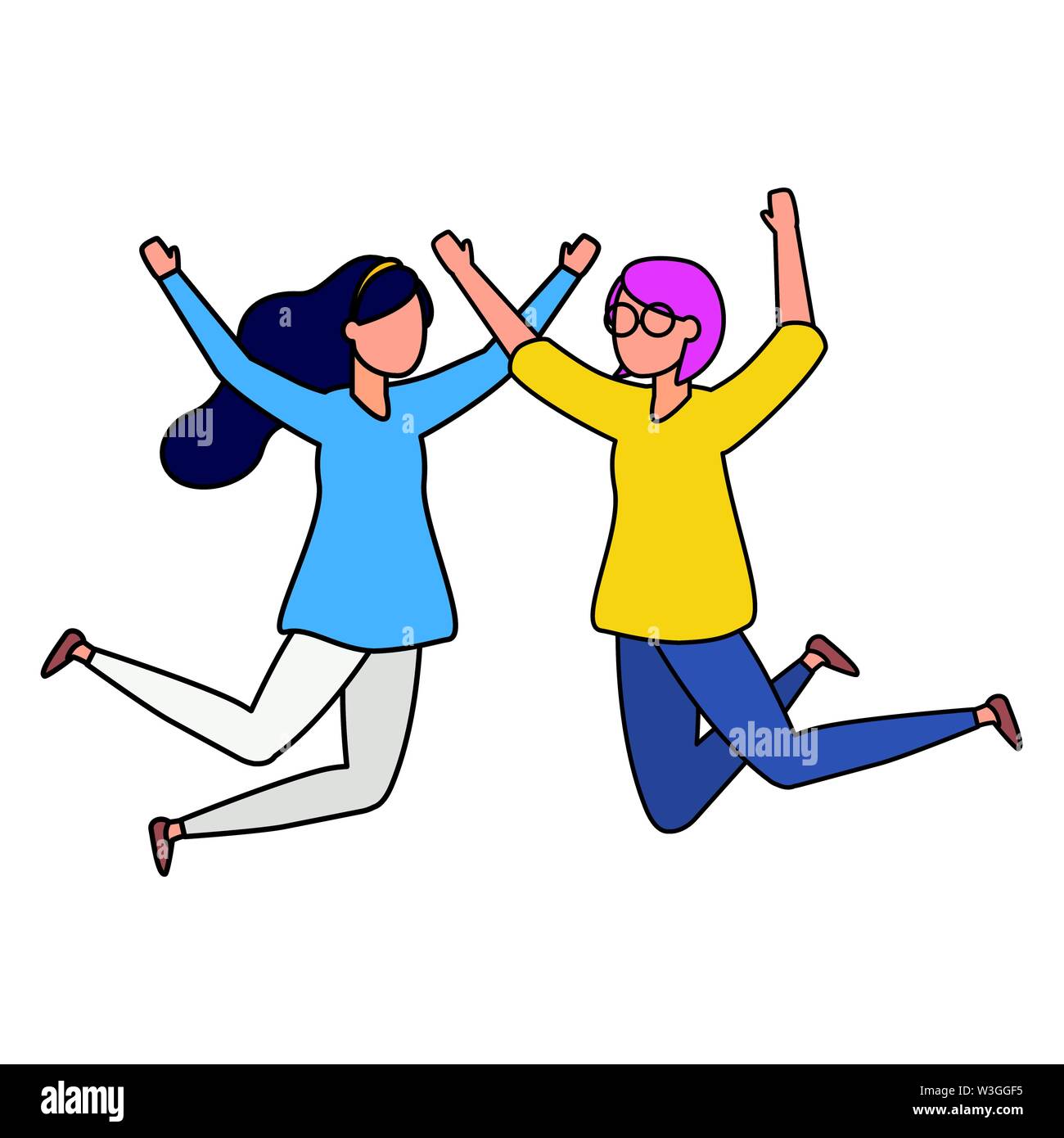 celebrating women happy jumping characters Stock Vector Image & Art - Alamy