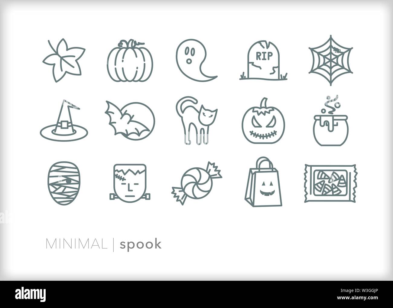 Set of 15 Halloween line icons for the trick or treating holiday Stock ...