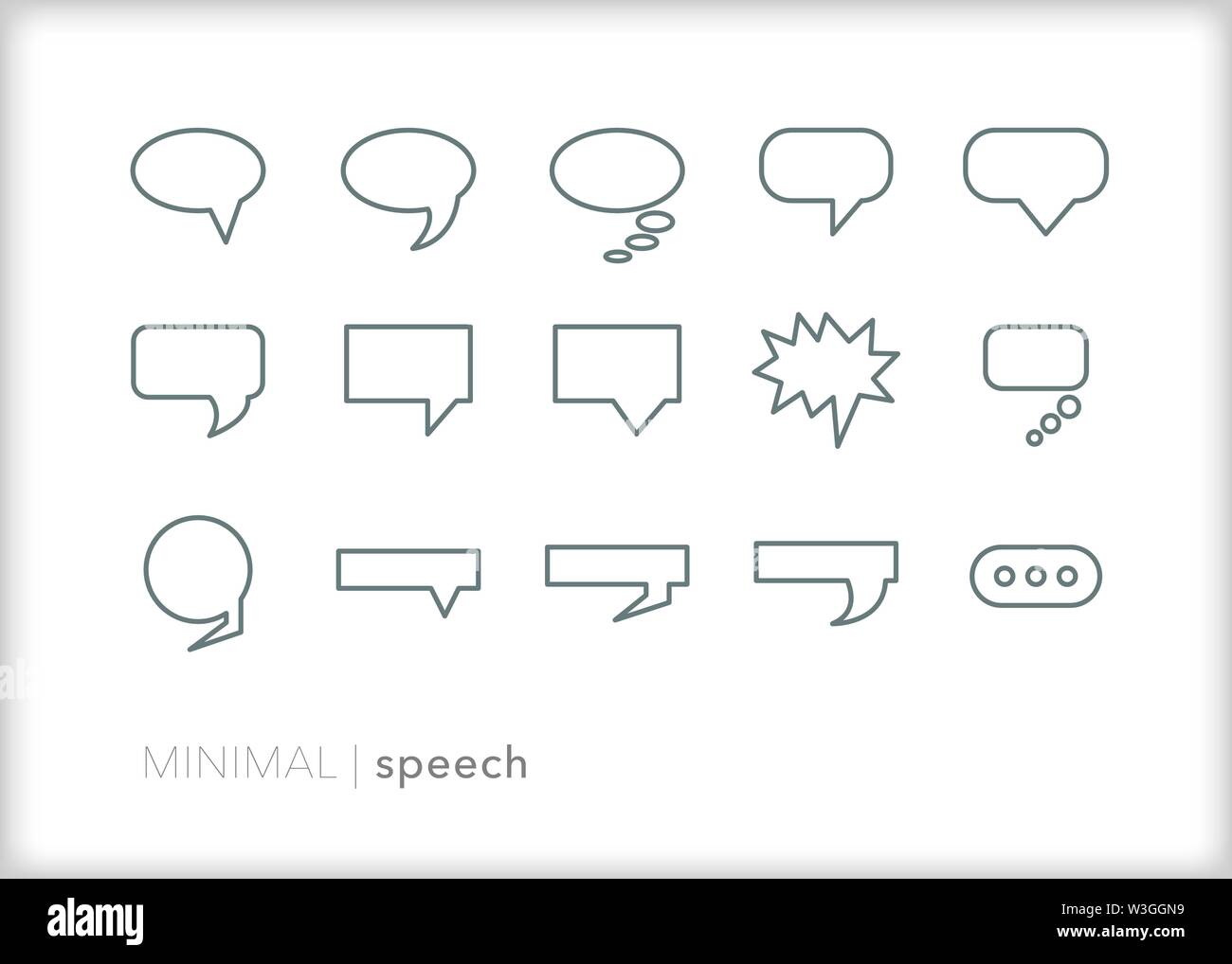 Set of 15 speech bubble conversation line icons Stock Vector Image ...