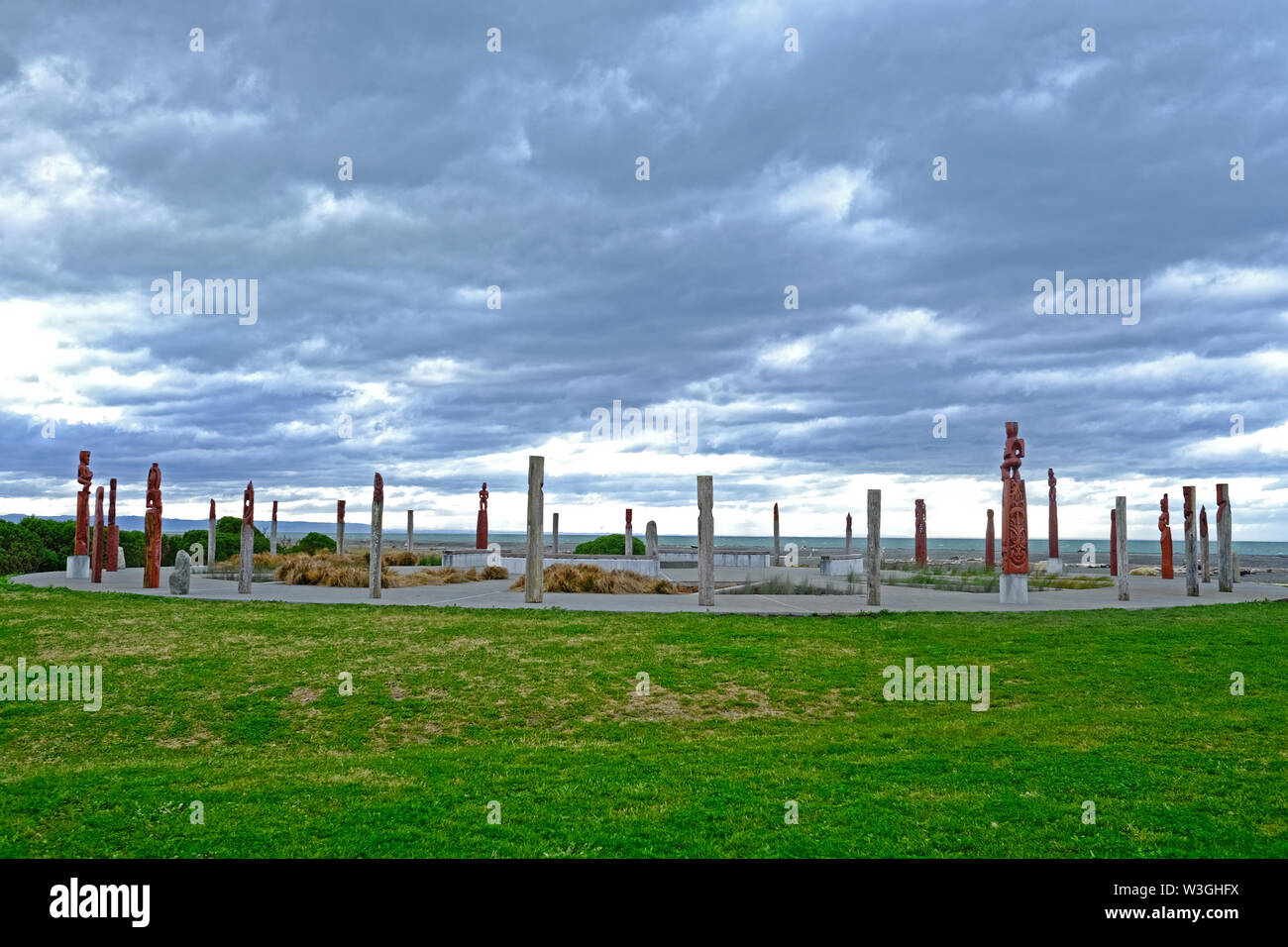 Compass central stone by the Maori in New Zealand Stock Photo - Alamy