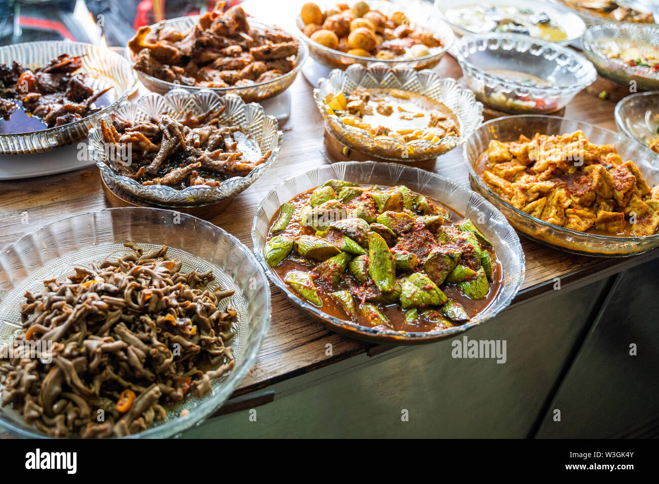 various traditional indonesian food served together Stock Photo - Alamy