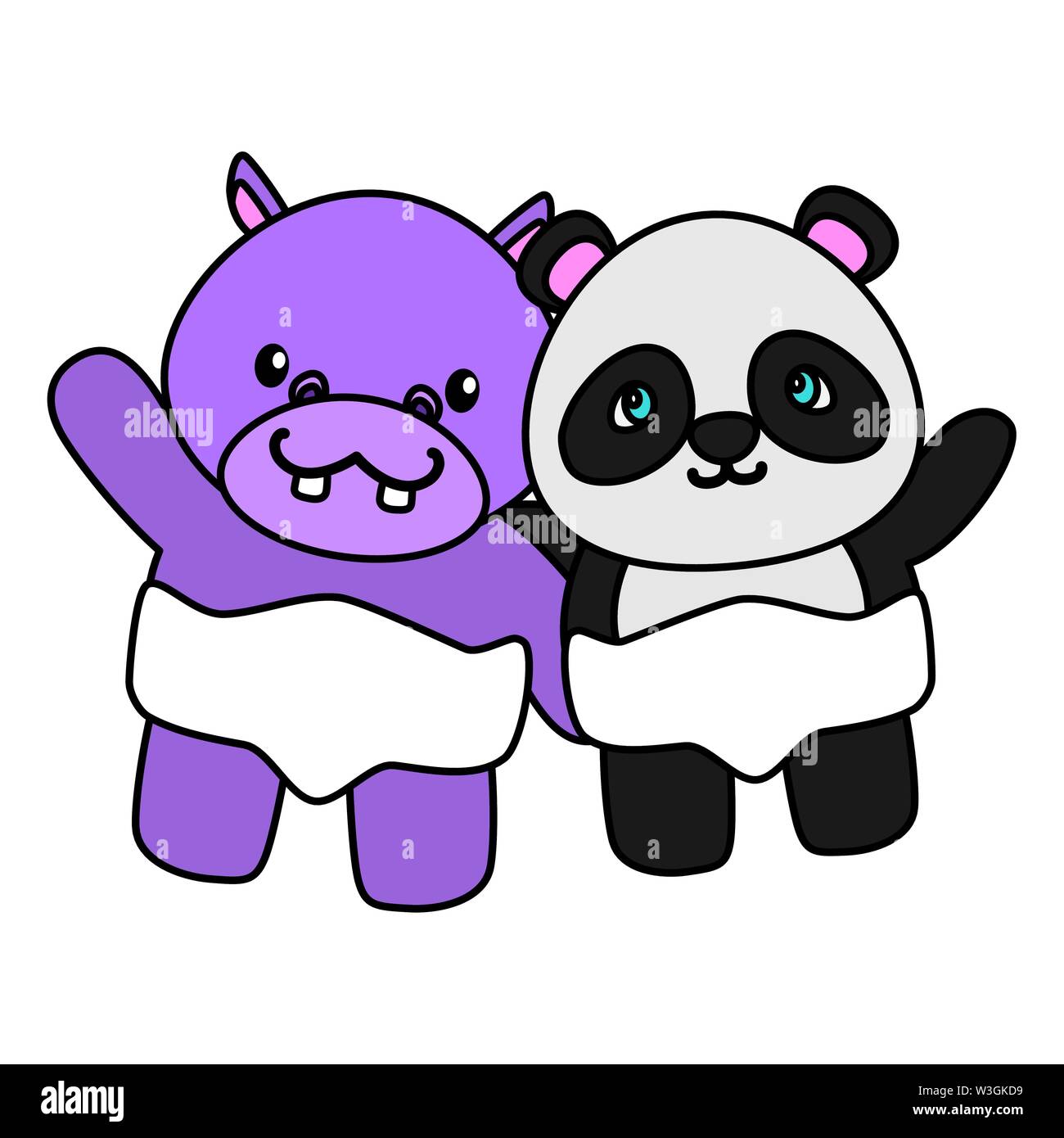 cute little bear panda and hippo characters Stock Vector Image & Art ...