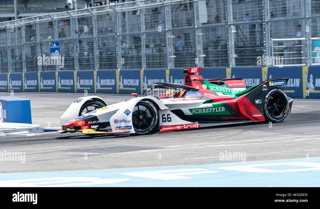 New York, NY - July 14, 2019: Daniel Abt ofABT Schaeffler team drives ...