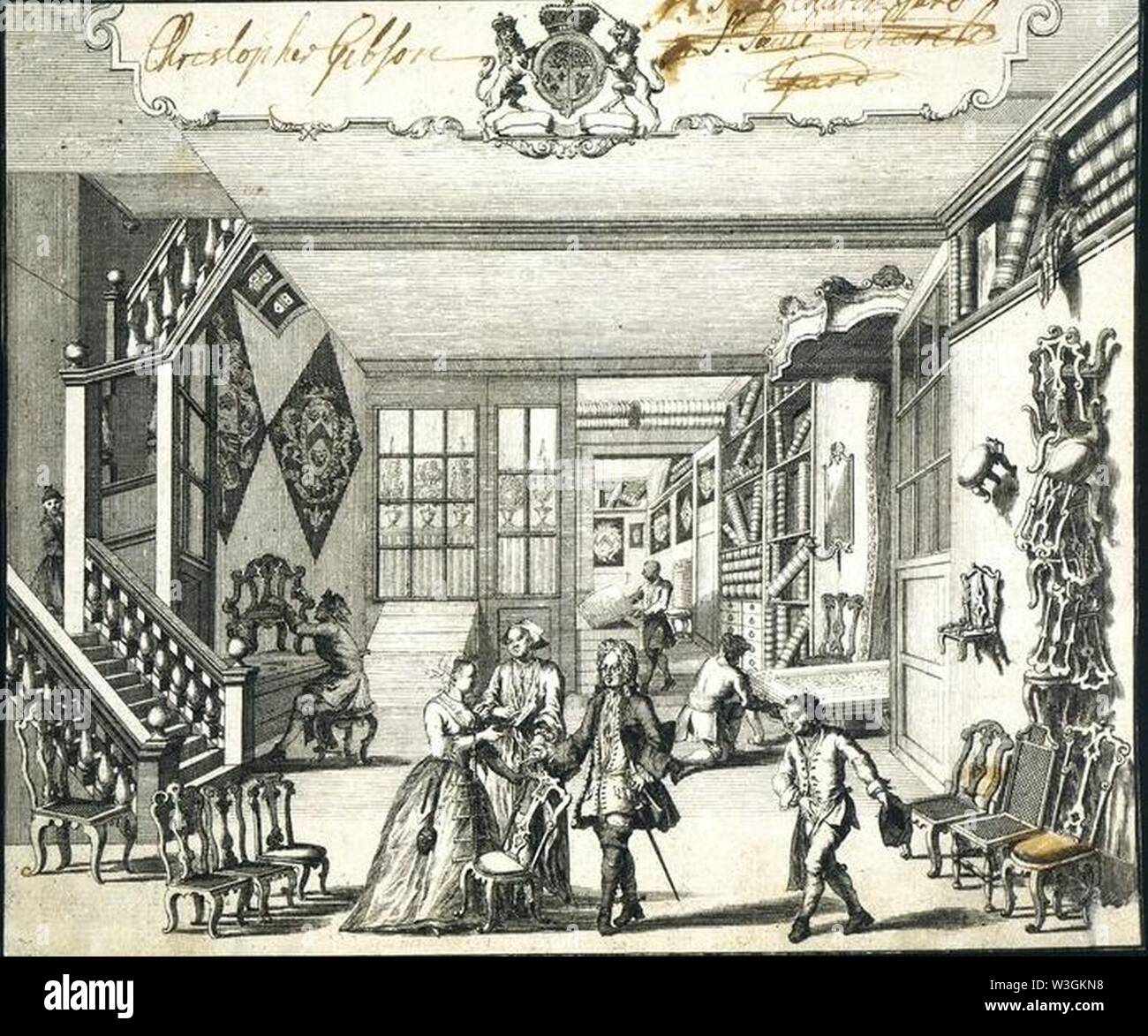 Christopher Gibson's upholstery shop (trade card Stock Photo - Alamy