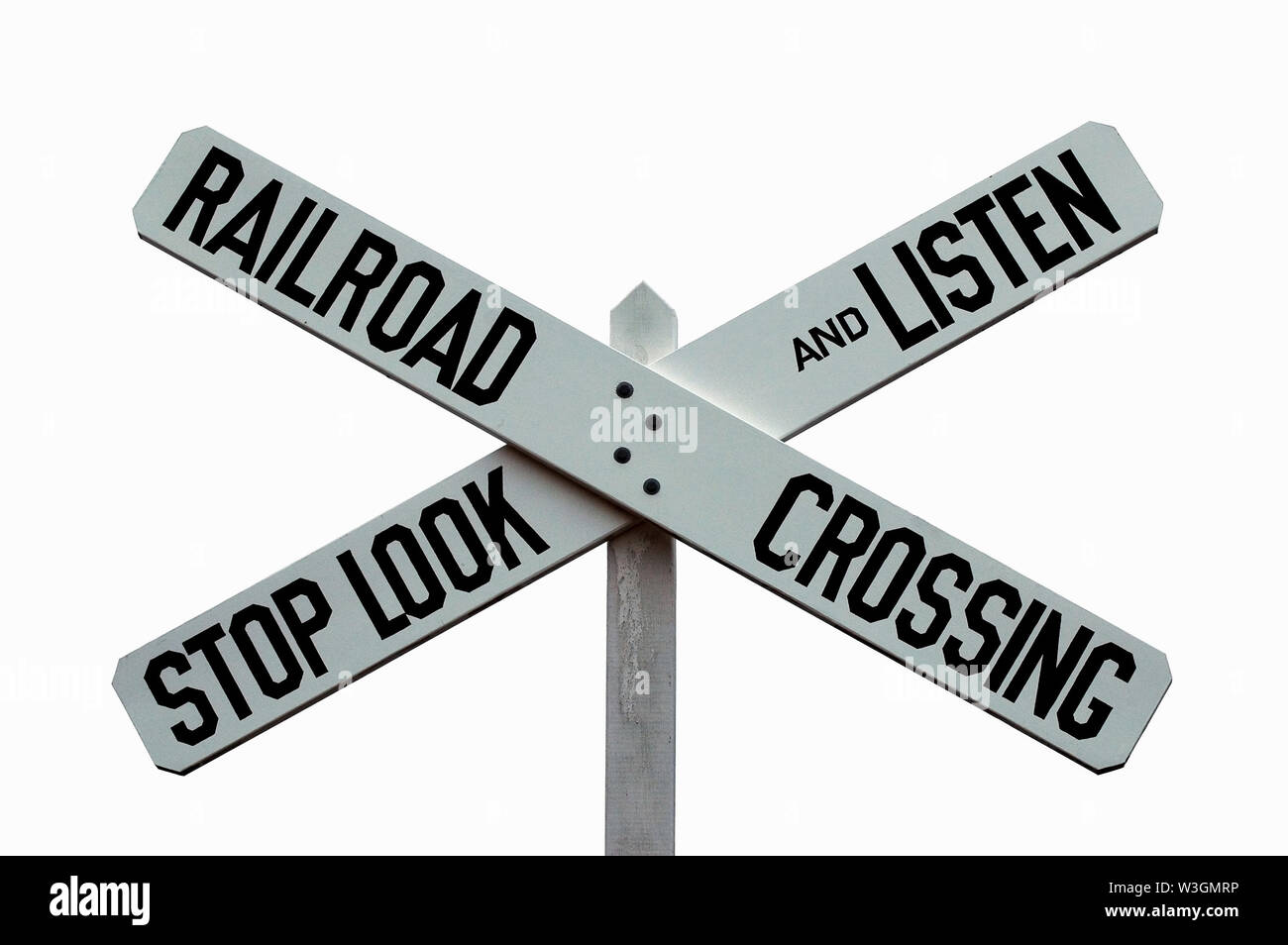 Railroad crossing stop look and listen hi-res stock photography and ...