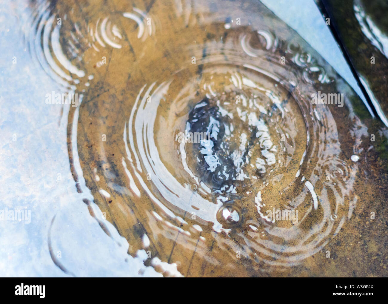 Ripples in the Surface of a Puddle on a Rainy Day Stock Photo - Alamy